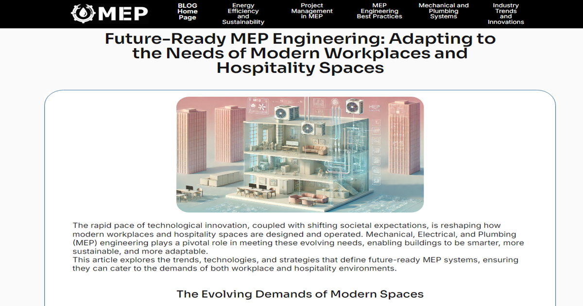 Future-Ready MEP Engineering: Adapting to the Needs of Modern ...